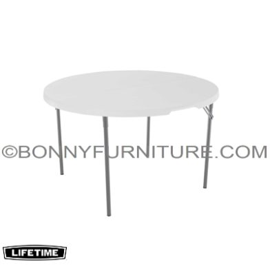 LIFETIME 48-INCH ROUND FOLD-IN-HALF TABLE - WHITE - Bonny Furniture